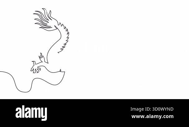 Self drawing line animation Dragon Chinese Zodiac Sign continuous one ...