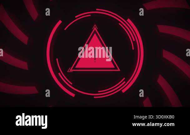 Warning futuristic interface. Security and safety risk. Red virus alert ...