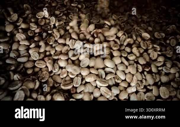 Detailed macro shot of raw dried coffee beans showing natural textures ...