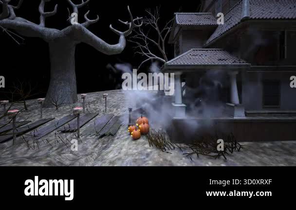 3D rendering of the house decorated for Halloween Stock Video Footage ...