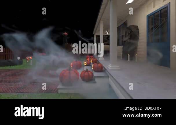 3D rendering of the house decorated for Halloween Stock Video Footage ...