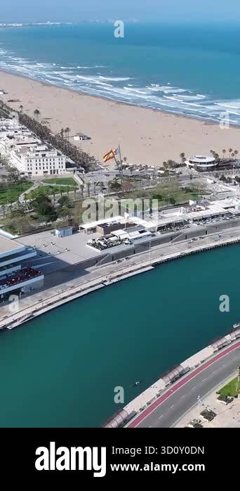 Valencia Skyline At Valencia In Valencian Community Spain. Urban Beach ...