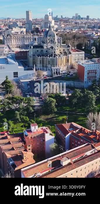 Madrid Skyline At Madrid In Community Of Madrid Spain. Royal Palace ...