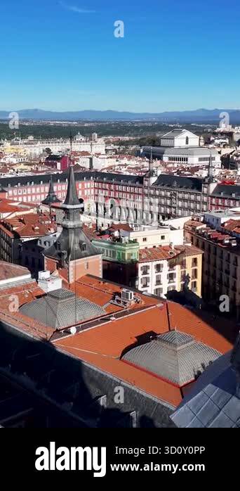 Plaza Mayor At Madrid In Community Of Madrid Spain. Medieval Buildings ...