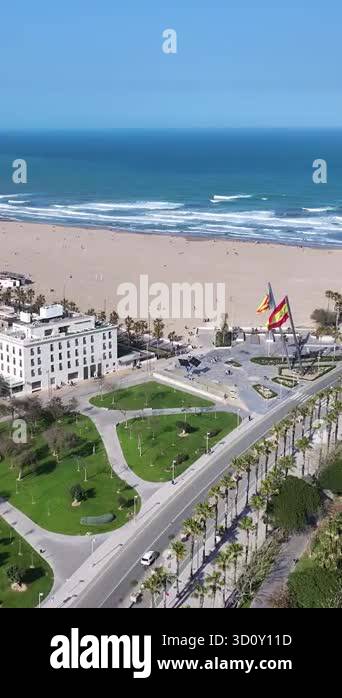 Las Arenas Beach At Valencia In Valence Community Spain. Urban Beach ...