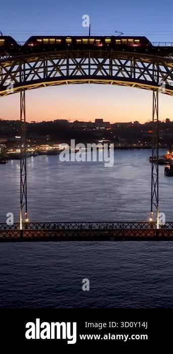 Sunset Luis I Bridge At Porto In Porto District Portugal. Sunset City ...