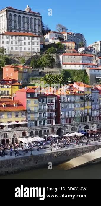 Ribeira Pier At Porto In Porto District Portugal. Downtown Landscape ...