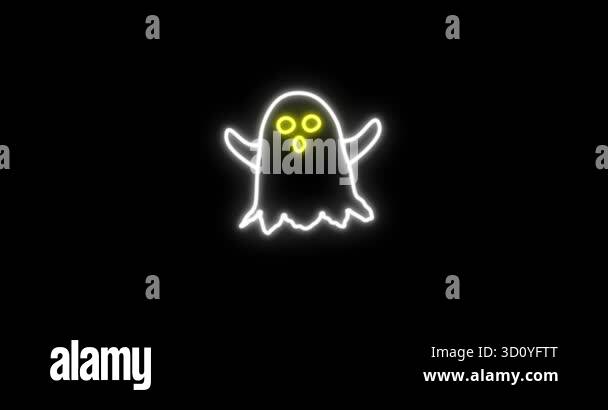 Neon Ghost Animation for Halloween and Spooky Themes Stock Video ...