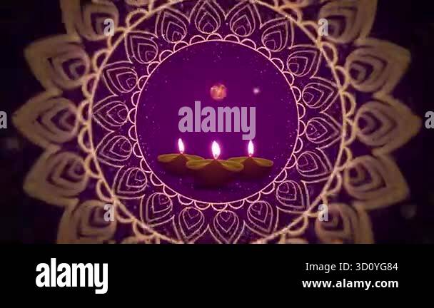 Diwali Celebration with Lit Diyas and Mandala Pattern Stock Video ...
