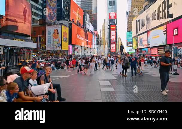 Street view of Times Square. Busy street view of Times Square with ...