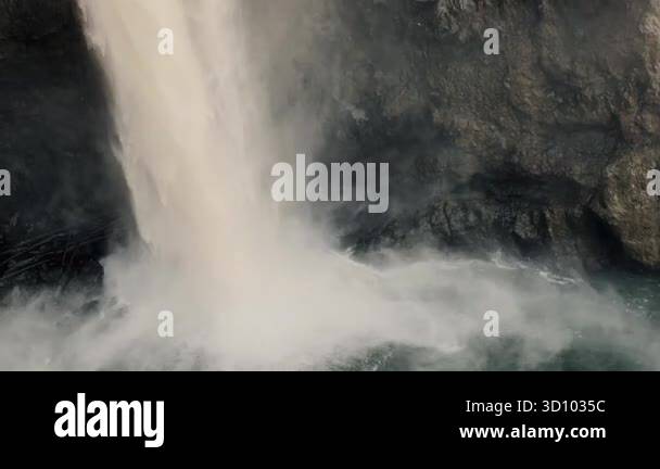 Upward View Natural landscape with a powerful waterfall plunging into ...