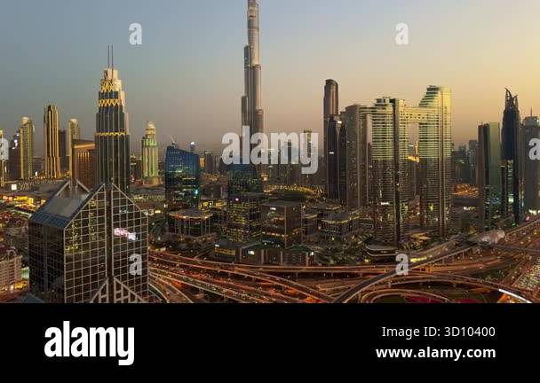 Modern urban architecture in Dubai at dusk. Dubai urban architecture ...