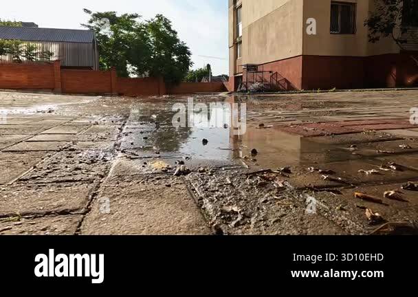 Water begins slowly covering the land after detonation of Hydroelectric ...