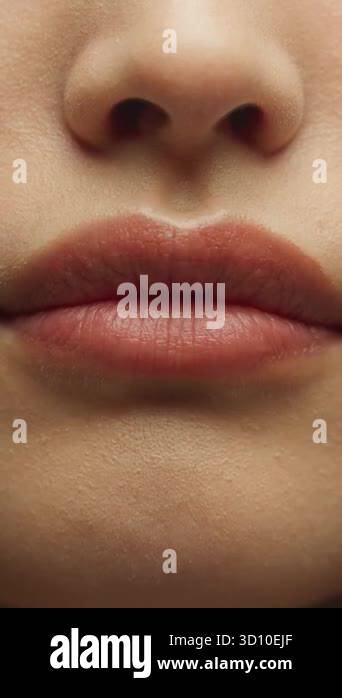 Close up Asian girl pursing lips offended Korean female lip sad mouth ...