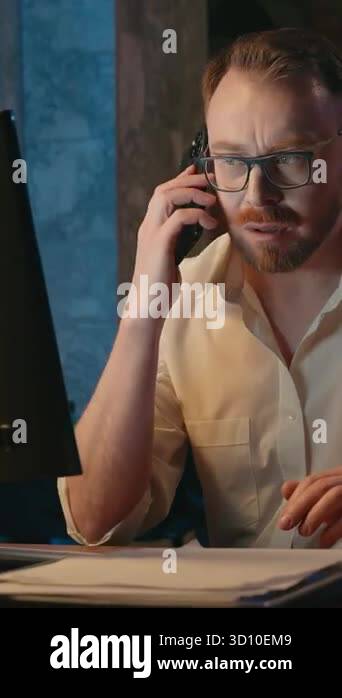 Confused stressed Caucasian business man businessman calling searching ...