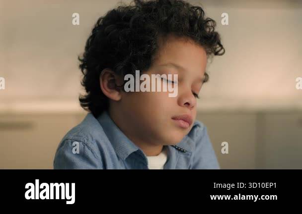 Portrait upset disappointed African little boy son frustrated ...