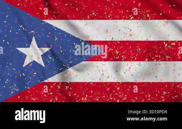 Puerto Rico flag seamless animation with paper confetti. Best stock of ...