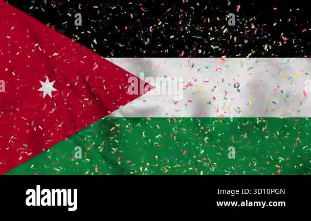 Jordanian flag seamless animation with paper confetti. Best stock of ...