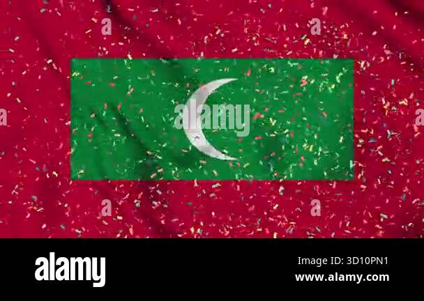 Maldives flag seamless animation with paper confetti. Best stock of ...