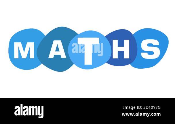 Maths concept animation with text over animated blue background Stock ...
