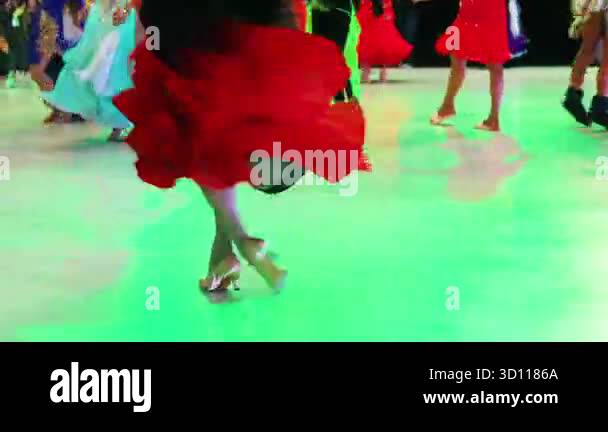 girl in a standard dress practices Latin American dance Stock Video ...