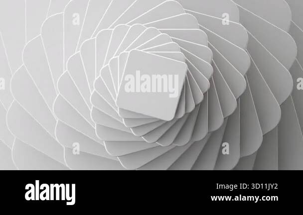 3d render, loop animation of abstract minimal white background twisting. Geometric shapes spin ...