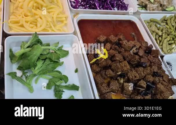 Vegan buffet food selection in China healthy food Stock Video Footage ...