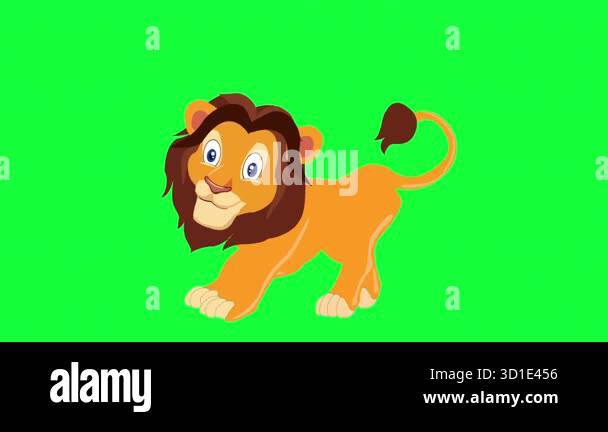 A charming animated cartoon lion character, with a friendly expression ...