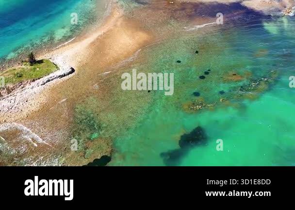 Drone view of Nea Potidea Canal connecting the Toroneos and Thermaic ...