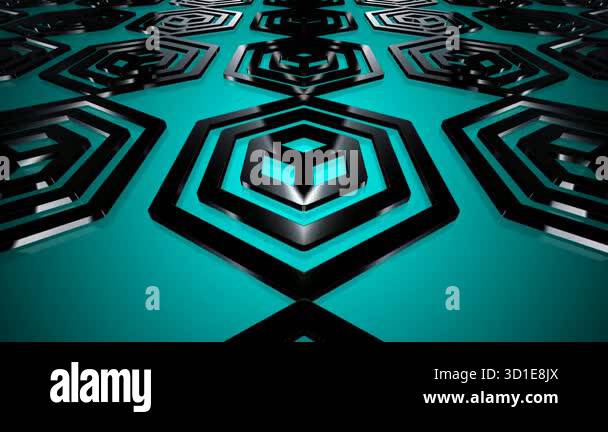 Abstract Camera Drift above Black Geometric Surface on Deep Blue ...
