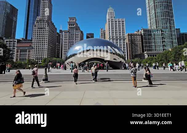 Wide shot iconic mirrored sculpture Stock Videos & Footage - HD and 4K ...