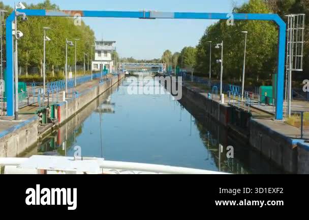 Bouchain, France - 09 28 2025 : Lock 6 Pont Malin on Escaut canal with ...
