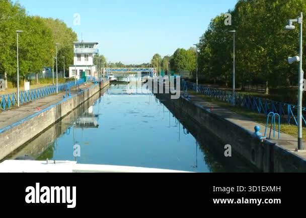 Bouchain, France - 09 28 2025 : Lock 6 Pont Malin on Escaut canal with ...