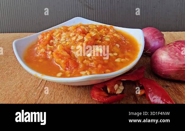 Traditional spicy Indonesian Sambal or Chili paste or Chili sauce,made ...