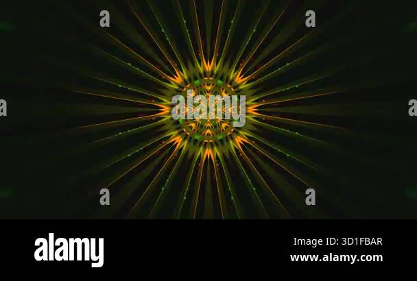 A vibrant tunnel visual loop displays swirling patterns of green ...