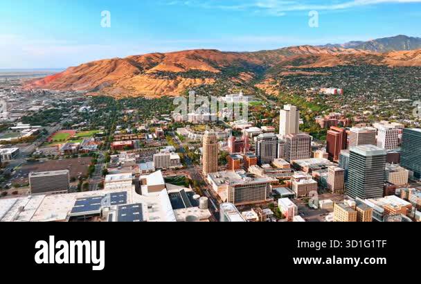 Salt Lake City USA, 1 August 2025: Aerial view of Salt Lake City ...