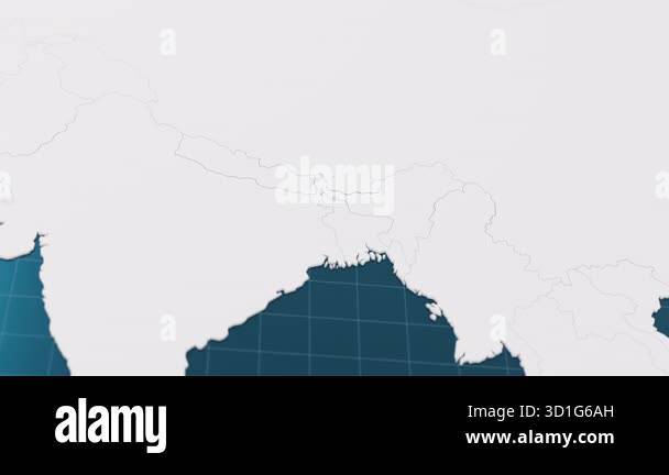 Blue Bhutan 3d map with pointer pin surrounded with other countries in ...