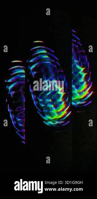 Abstract feathered figure animates with glitch effects. Vertical ...