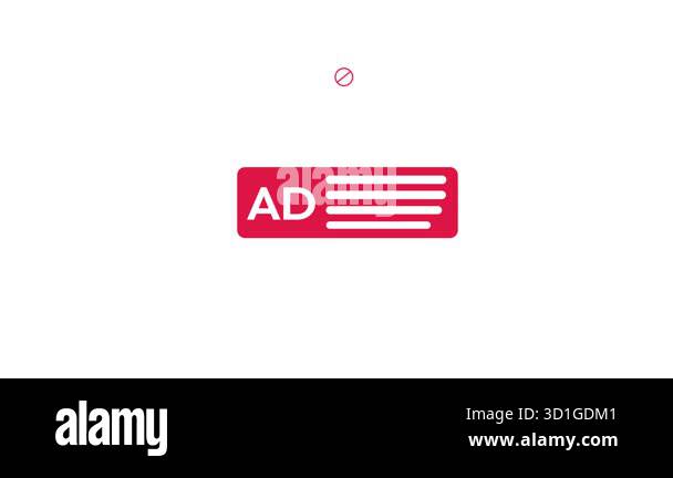 Ad blocking notification and warning concept design 4k animation with ...