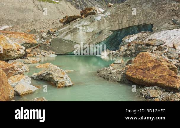 Time lapse, lake made out of melted glacier. Stein Glacier ...