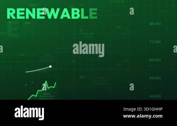 Graph of Renewable Energy going upward in green color 4k animation with ...