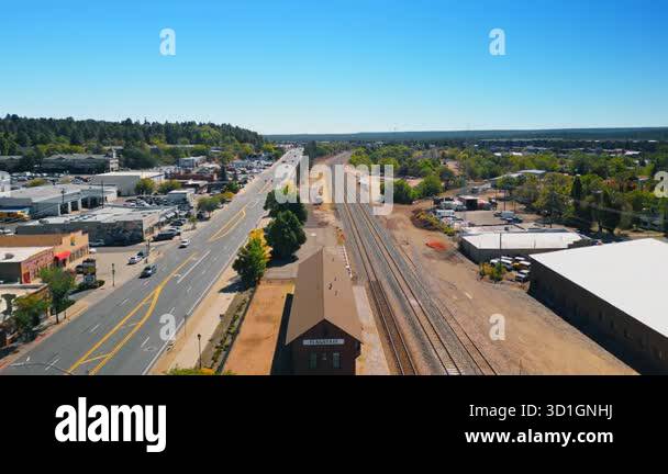 Flagstaff, USA, 24 August 2025: Highways and railways crossing the ...