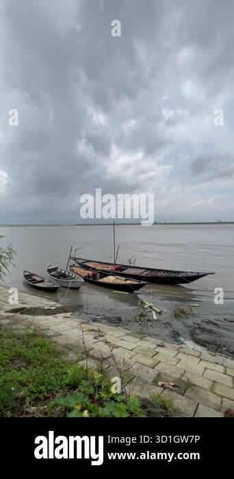 River traditional transport boat carrying goods, Traditional wooden ...
