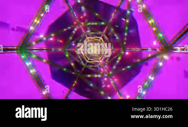 A kaleidoscopic tunnel vision effect is created by repeating geometric ...
