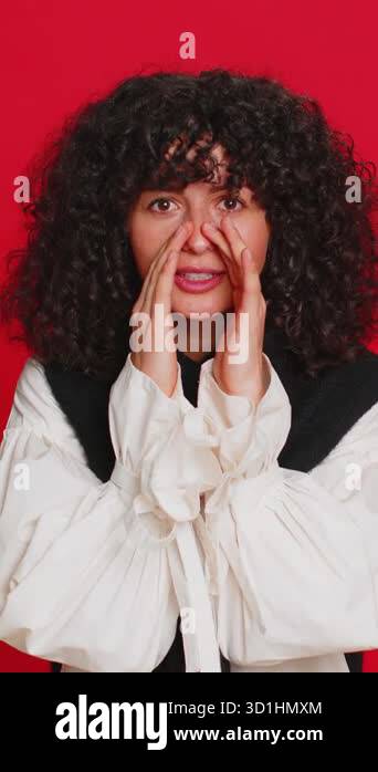 Keep my secrets, silence. Young woman whisper news rumors holding hands ...