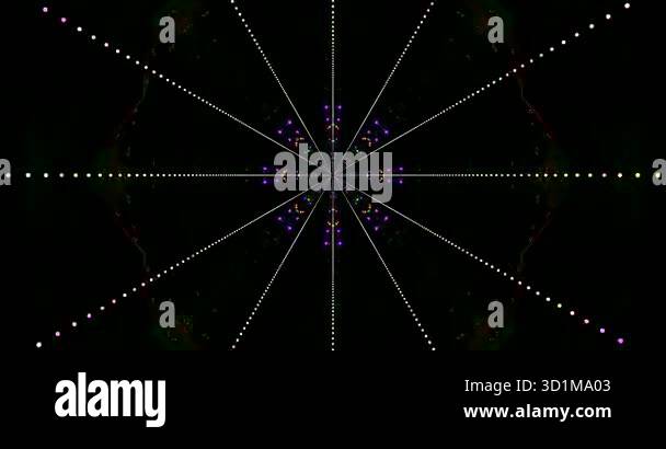 A mesmerizing video loop features a tunnel filled with vibrant lights ...