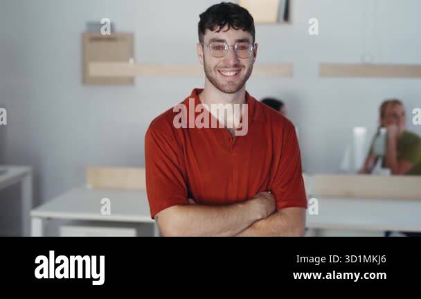 Video of smart business man standing while crossing arms looking at ...