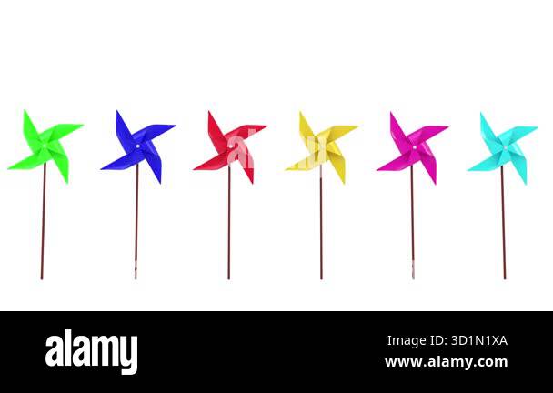 paper windmill rotating 3d and computer rendering animation video with ...