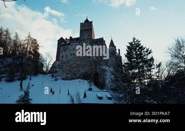 Old Bran Castle Under The Snow Stock Video Footage - Alamy