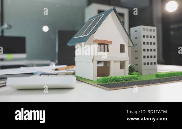 real estate model concept with building model on table Stock Video ...